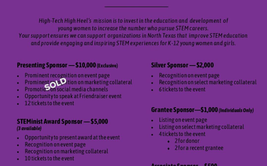 Friendraiser 2022 Sponsorship Opportunities - High-Tech High Heels